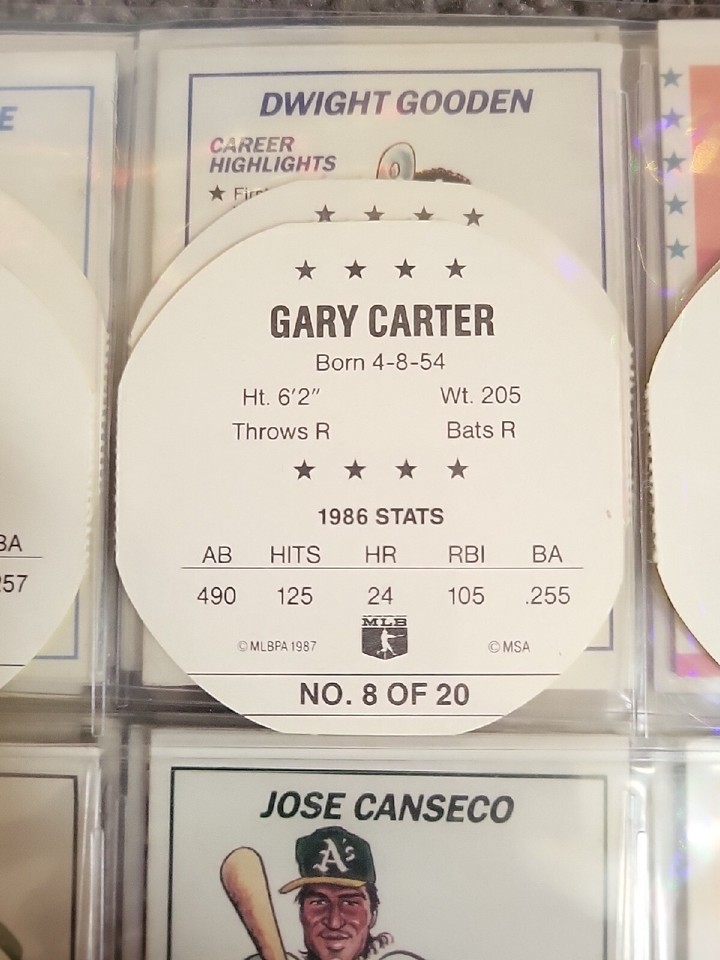 Gary Carter New York Mets 1987 MSA #8 Baseball Card | eBay