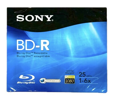 SONY BD-R Blu-ray Disc Recordable - Full HD 1080 25GB NEW SEALED | eBay