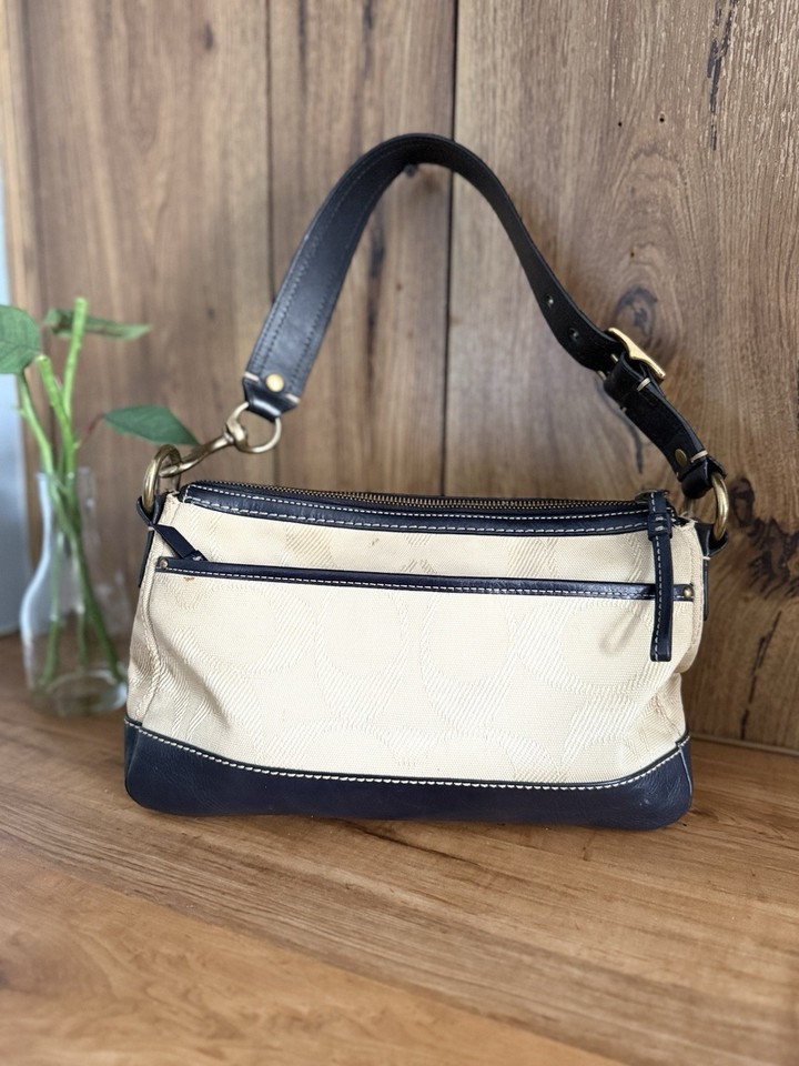 COACH 65th ANNIVERSARY LEGACY DOUBLE TURNLOCK CREAM BLACK Y2K F13102 ...