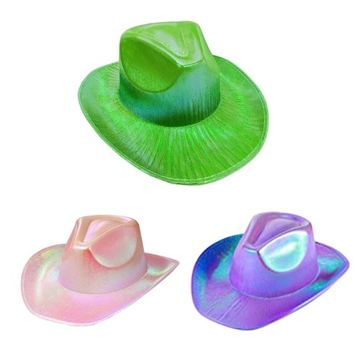 Space Cowgirl Hats Rave Cow Girl Hat Adult Size Iridescent Surface ...