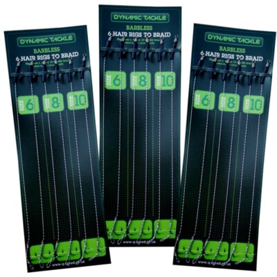 18 x CARP HAIR RIGS TO BRAID. ALL BARBLESS RIG SIZE 6 8 10 CARP FISHING ...