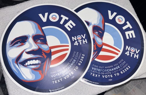 Two Barack Obama for America VOTE 2008 Campaign Vinyl Sticker Window ...