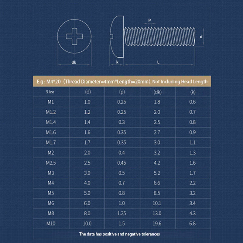 Phillips Pan Head Screws 304 Stainless Steel M1 M1.2 M1.4 M1.6 M2 ...