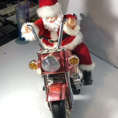 Santa On Motorcycle lights, songs, Animated, Battery Operated. | eBay