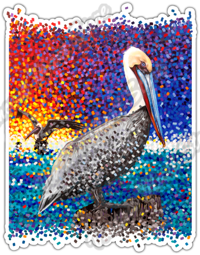 Pelican Pixels Bird Seagull Ocean Abstract Car Bumper Vinyl Sticker ...