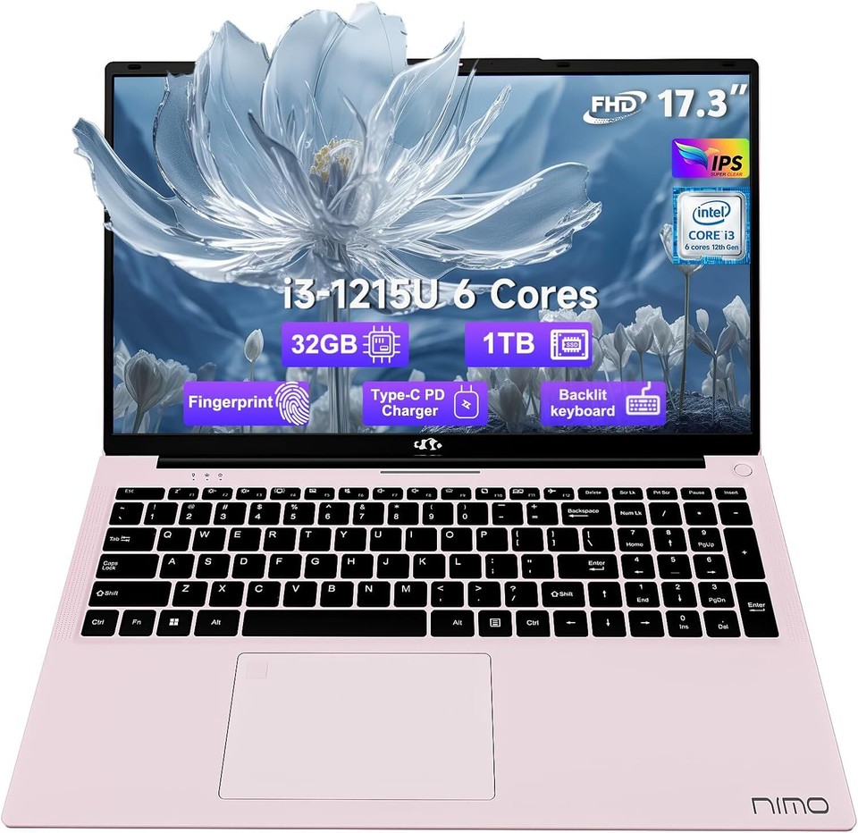 NIMO 17.3 Laptop Business Computer, 32GB RAM 1TB SSD 6 cores 12th Intel ...