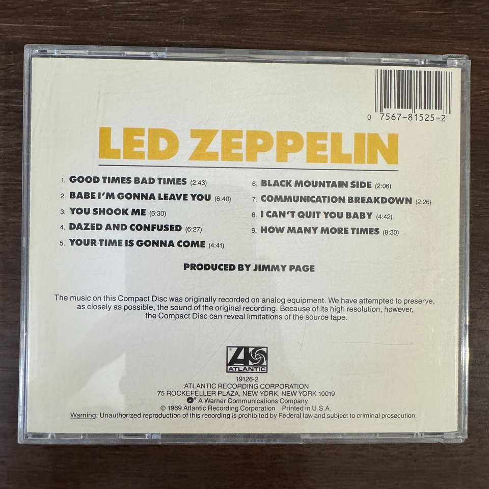 LED ZEPPELIN - LED ZEPPELIN (CD) 1969 / 1987!!! RARE!!! ATLANTIC SD ...
