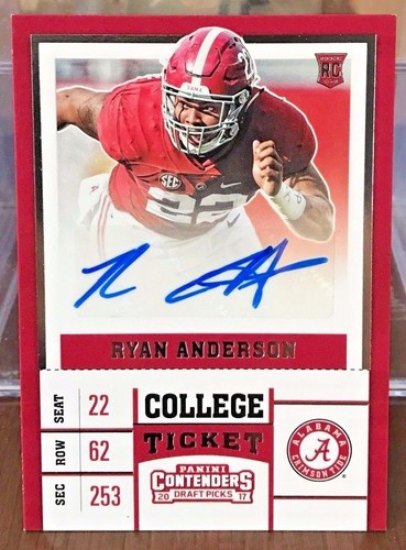 Ryan Anderson 2017 Panini Contenders Draft Picks Colege Ticket RC ...