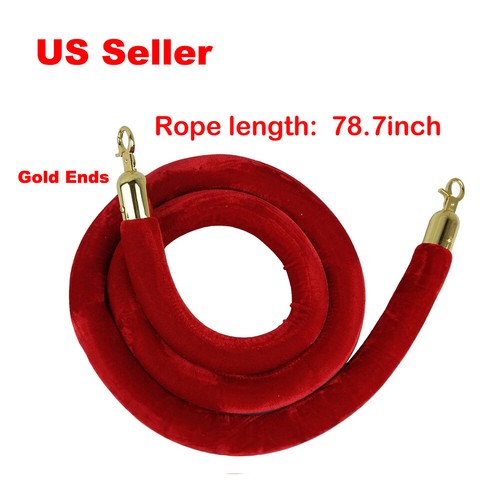 78.7IN Red Velvet Rope Crowd Control Stanchion Post Queue Line Barrier ...