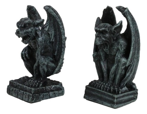 Gothic Notre Dame Guardian Mini Gargoyle Statue Set of 2 Miniature ...