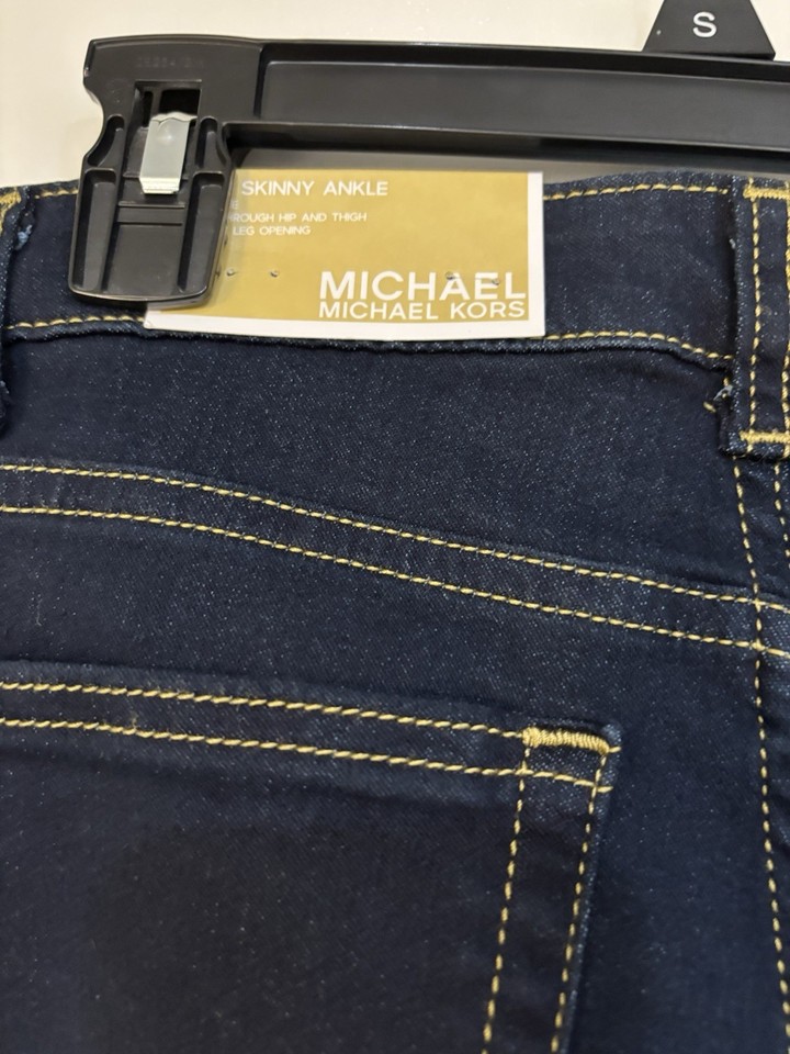 NWT Michael Kors Izzy Skinny Ankle Mid Rise Slim Dark Wash Stretch ...