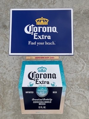 🔥 NEW (2) Corona Beach Signs Combo Metal Beer Bar Tin Sign Mancave | eBay