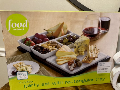 Food Network 4 PC Serving Party Set Marble Entertaining Tray-NEW | eBay