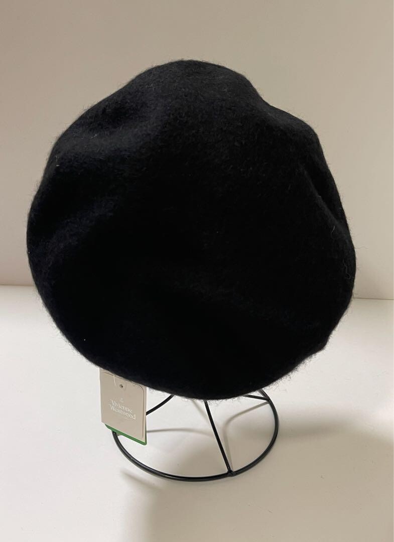 Vivienne Westwood Orb Beret Hat Black Logo Cap Size S… - Gem