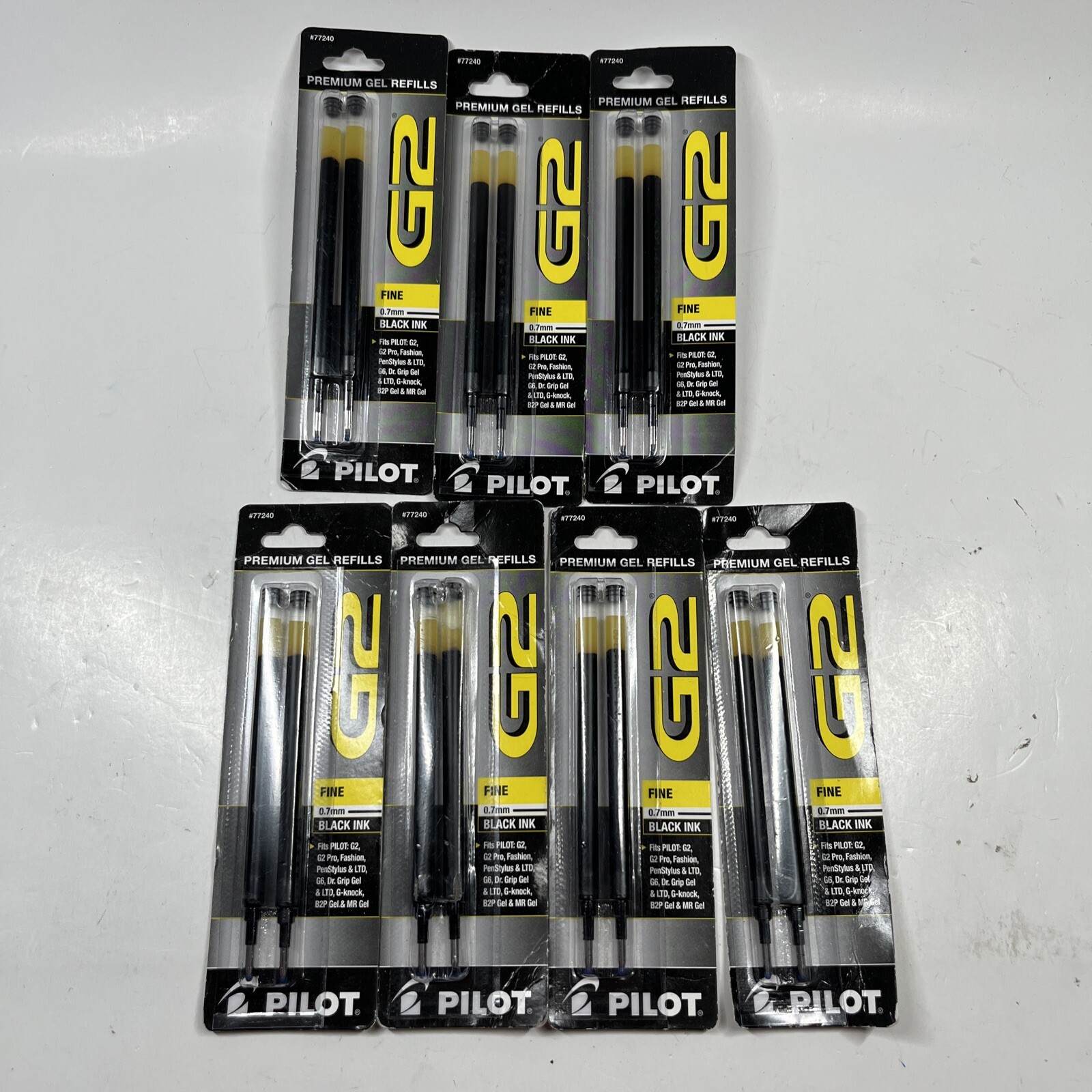 Pilot 77240 G2 Refills, 0.7mm Fine, Black Gel Ink, 7 Packs of 2 Refills ...