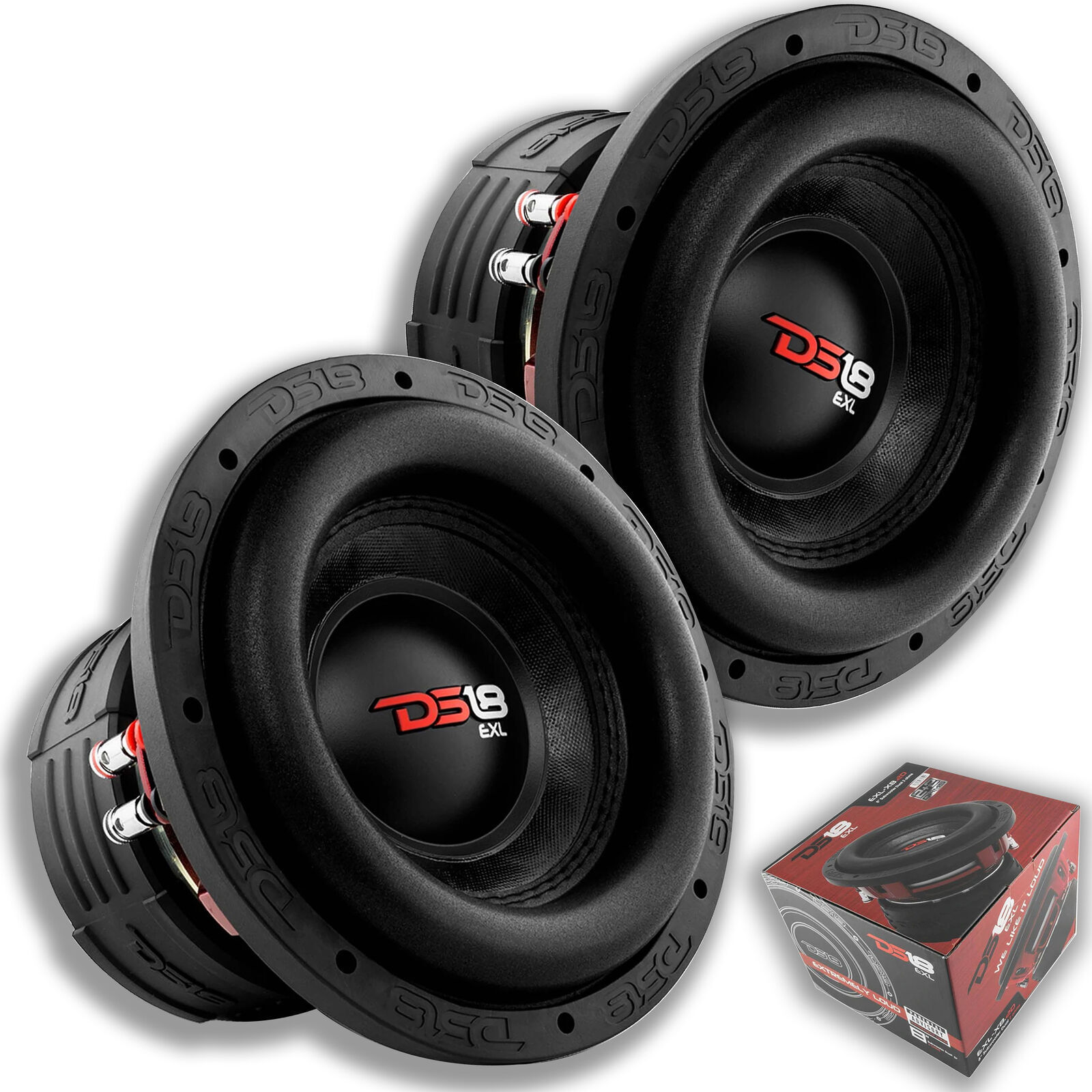 2x DS18 Car Audio 8 Subwoofer 2400 Watts Dual 2 Ohm 2.5 Voice Coil EXL ...
