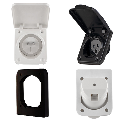 10A 15A Caravan Inlet Outlet RV Camper Motor Home Power Socket White ...