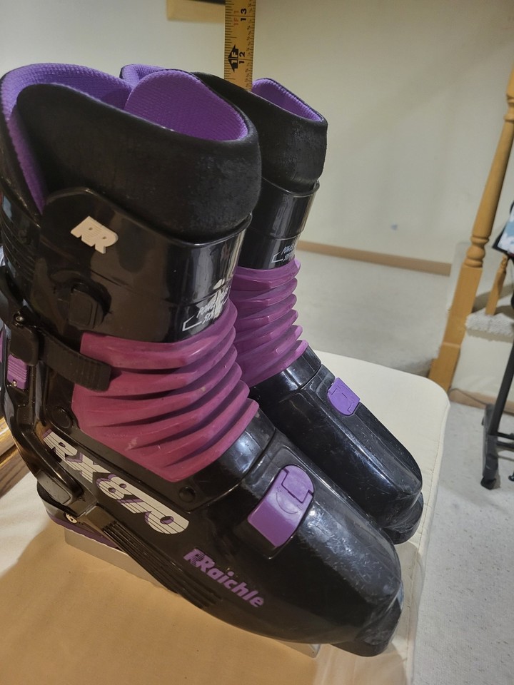 Vintage Authentic Raichle Rx870 Ski Boots Purple And Black Mens Size 10 ...