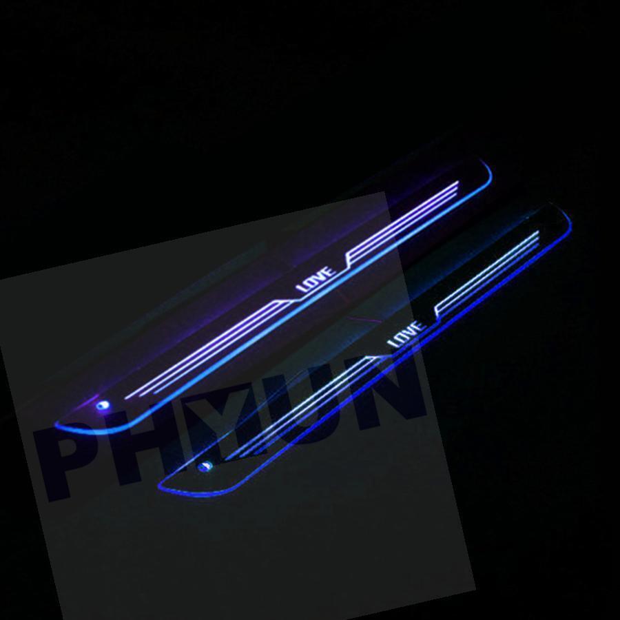 2PCS Blue LED Front Door Sill scuff Cover induction moving light ...