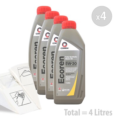 Car Engine Oil Service Kit / Pack 4 LITRES Comma Ecoren 5w-30 4L | eBay UK