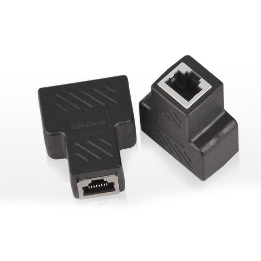 2 Port RJ45 Splitter Adapter LAN Network Ethernet Cable Plug Connector ...