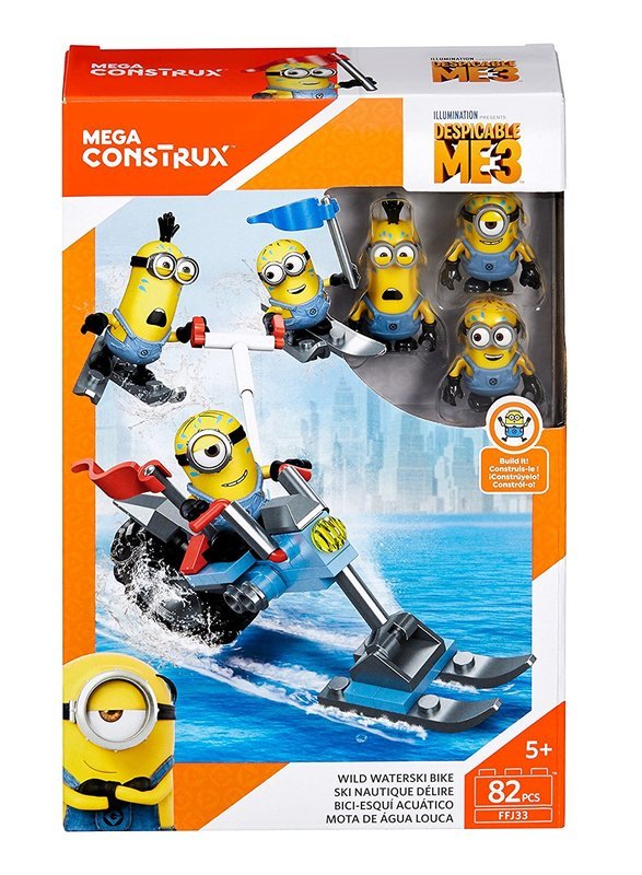 Mattel NEW MEGA BLOCK MEGA CONSTRUX MINIONS Wild water skiing 82 piece ...
