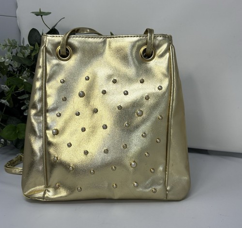 Warren Reed Women’s Gold Purse White Pearl Embellishments Double Strap ...