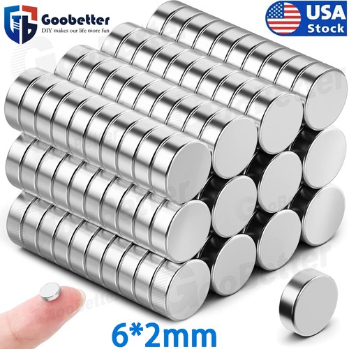 50Pcs 6mm*2mm Super Strong Round Disc Magnets Rare-Earth Neodymium ...