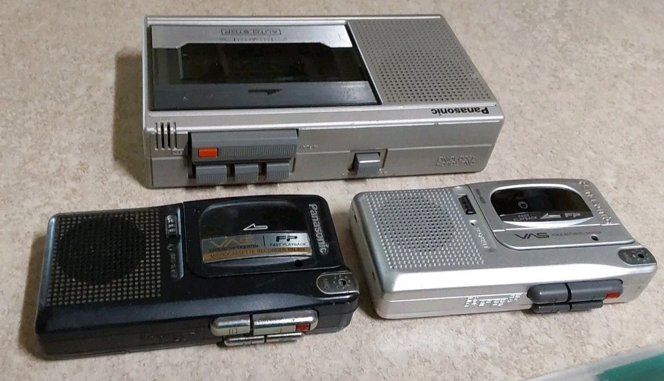 Lot 5 Vtg Micro Mini Old Cassette Tape Recorders Panasonic Radio Shack ...