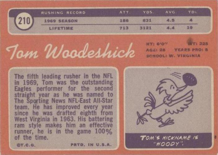 1970 Topps Tom Woodeshick #210 for sale | eBay
