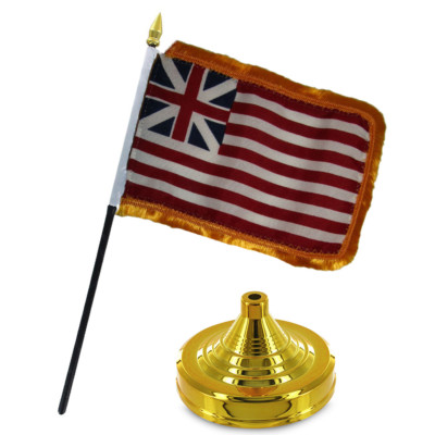 Historical Grand Union Gold Fringe Flag 4"x6" Desk Set Table Stick Gold ...