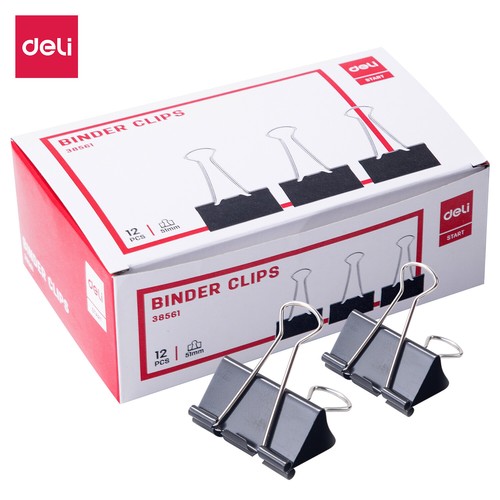 Deli Effortless Foldback Steel Binder Paper Clip Office Document Black ...