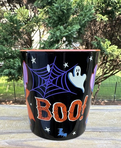 DISNEY VAMPIRE STITCH HALLOWEEN 17oz Orange Black CERAMIC Cup “BOO” MUG ...