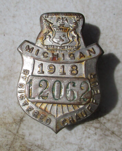 Michigan 1918 Registered Chauffeur badge license # 12062 | eBay
