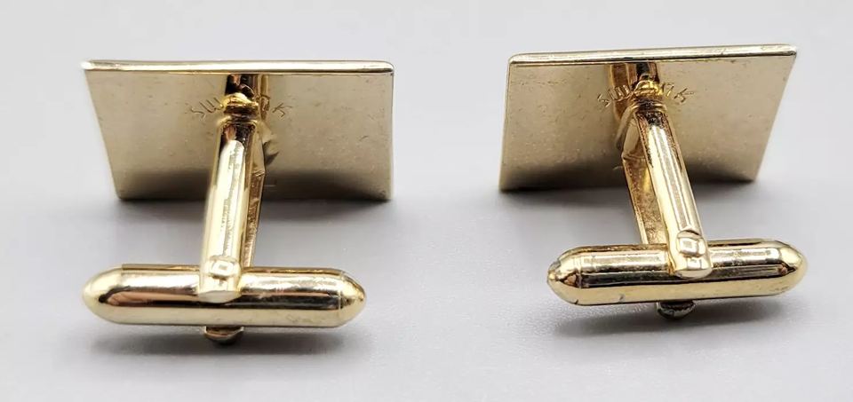 Vintage Swank Gold Tone Rectangular Metal Two Tone Men's Cuff Links ...