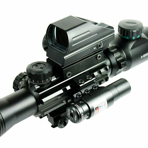 4-12X50 EG Rifle Scope with Holographic 4 Reticle Sight & Red Laser JG8 ...