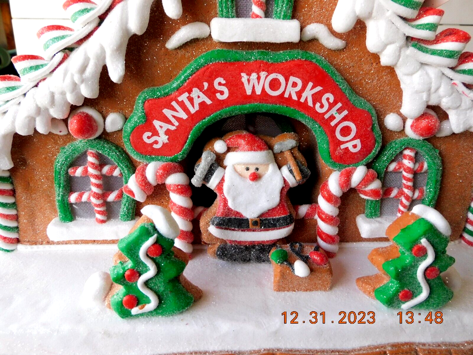 New Trimsetter Gingerbread House Light Up LED Santa's Workshop 10.5 ...