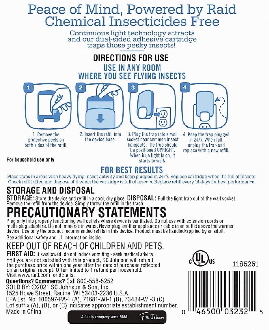 Raid Essentials Flying Insect Light Trap Starter Kit, 1 Plug-In Device ...