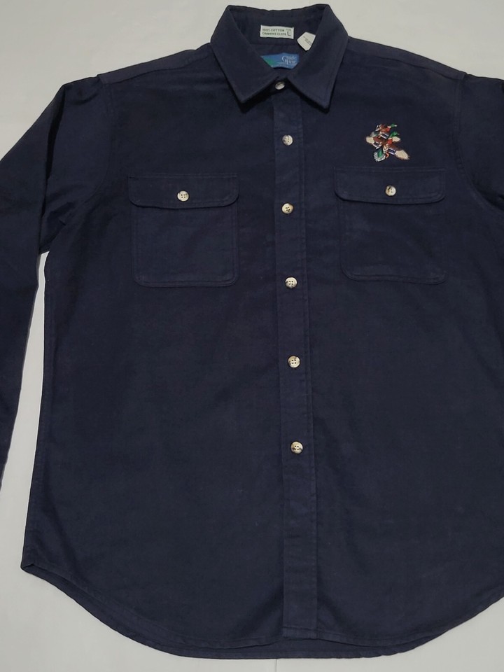 (#2) Guide Line Long Sleeve Button Down Size Men's Large Blue 100 ...