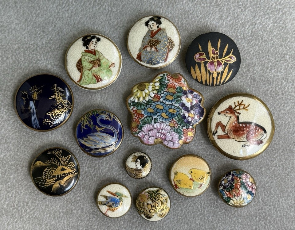 Lot of 13 Vintage Japanese Satsuma Buttons | eBay