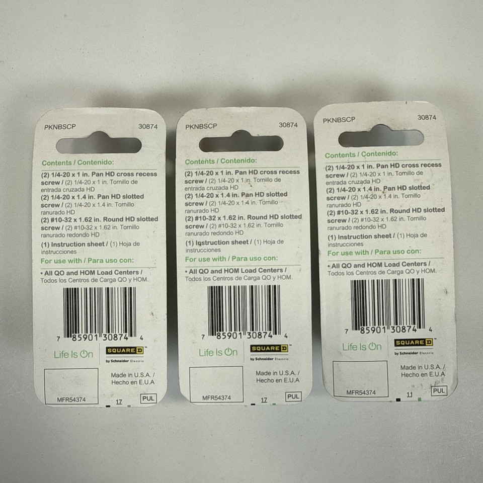 3-Pack Square D PKNBSCP Neutral Bonding Screws for QO/Homeline ...