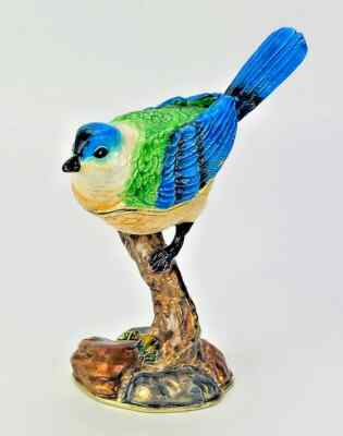 Juliana Treasured Trinkets - Blue Tit Bird Trinket Box Enamel - Widdop ...