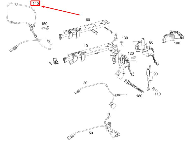 MB GLE W167 Front Right Brake Wear Indicator Wiring A1675405200 NEW ...