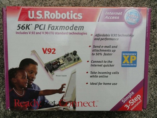 US Robotics V.92 V.90 56K ITU PCI Int Faxmodem Model USR5660A NEW ...