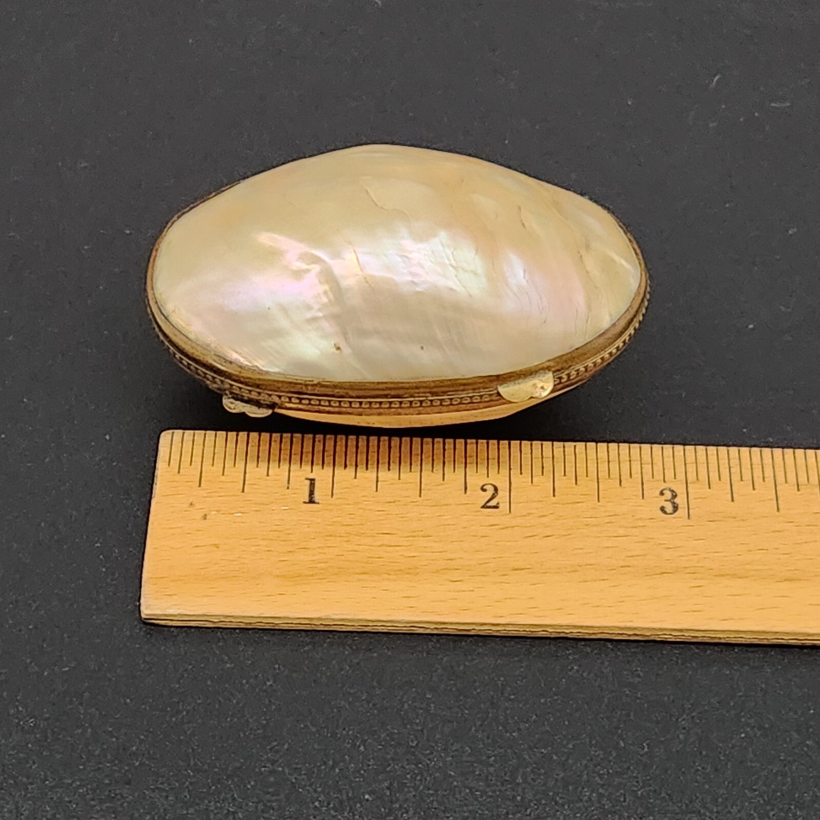 Antique Hand Made Mother of Pearl Shell Hinged 3"L Trinket Sewing Box ...
