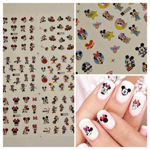 Mickey & Minnie Mouse Nail Art Stickers Water Transfer (2 Sheets) US ...