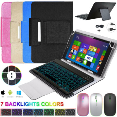 For Onn 7" 8" 10.1" inch Android Tablet Backlit Keyboard Flip Leather ...