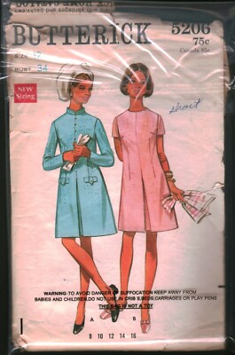 5206 Vintage Butterick SEWING Pattern Misses 1960s Slightly Fitted A ...