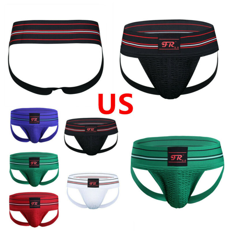 US Mens Supporter Jockstrap Sport Briefs Open Butt Underwear Low Waist ...