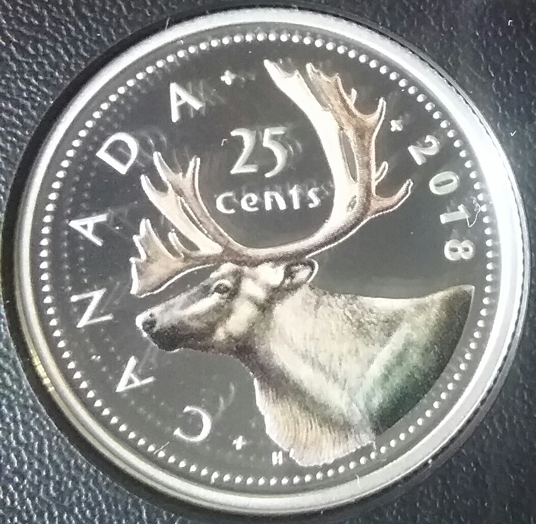 2018 Quarter 25-Cent Proof Pure Silver Colour Coin Canada Moose Classic ...